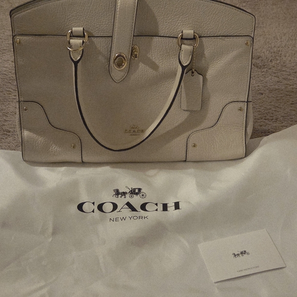 Coach | Bags | Coach Cream Leather Womens Bag | Poshmark